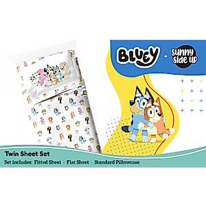 Bluey & Friends Twin Sheet Set - 3 Piece Kids Bedding Set Includes Pillow Cover - Super Soft Microfiber Sheets