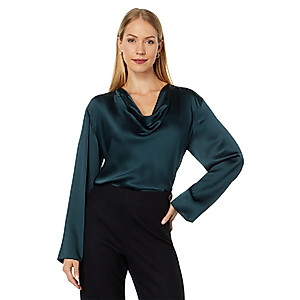 Vince Womens Cowl Nk L/S Blouse Shirt, Azure Onyx, XX-Small US