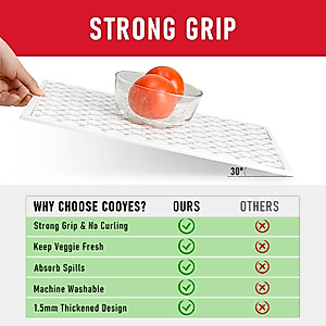 Cooyes Non Slip Refrigerator Liners, 2 in 1 Absorbent Fridge Liners and Fresh Mats Machine Washable, Refrigerator Shelf Liner for Glass Shelves Kitchen Cabinet Drawer Liners, 6 Pack, 12" × 24 "