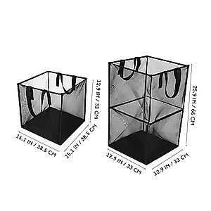 Cabilock 2pcs Folding Washing Basket Laundry Hampers Book Organizer Basket Polyester Mesh Laundry Hamper