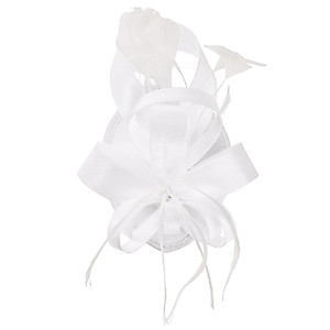 Fascinators Hats for Women Kentucky Derby Hats Tea Party Hats Flower Wedding Church Headband Hair Clip Girls White