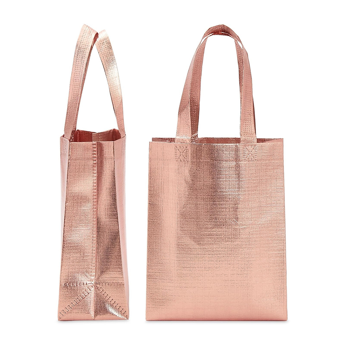 Sparkle and Bash Non Woven Reusable Tote Bags, Rose Gold Gift Bags with Handles (10x8 In, 20 Pack)