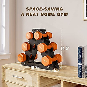 AKYEN Dumbbell Rack, Weight Rack for Dumbbells Compact A-Frame 3-Tier Home Gym Space Saver