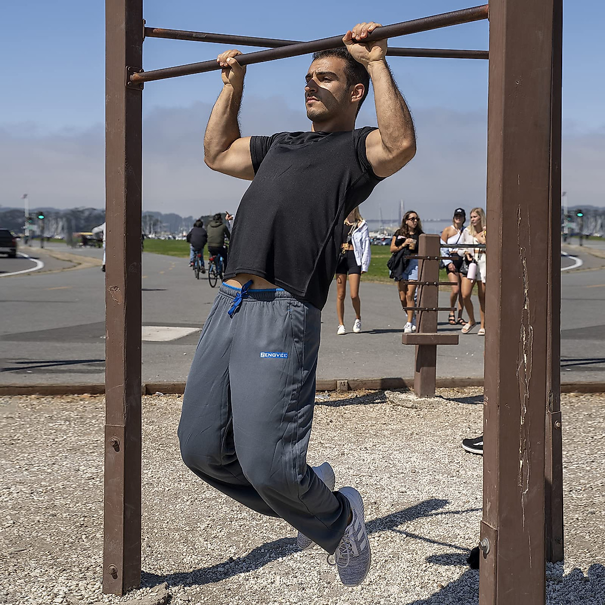 ZENGVEE Athletic Men's Open Bottom Light Weight Jersey Sweatpant with Zipper Pockets for Workout, Gym, Running, Training (Gray,M)