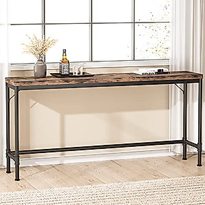 Tribesigns 70.9 Inch Extra Long Console Table, Narrow Long Sofa Table Behind Couch, Rustic Entryway Hallway Table Industrial Height Bar Table for Living Room