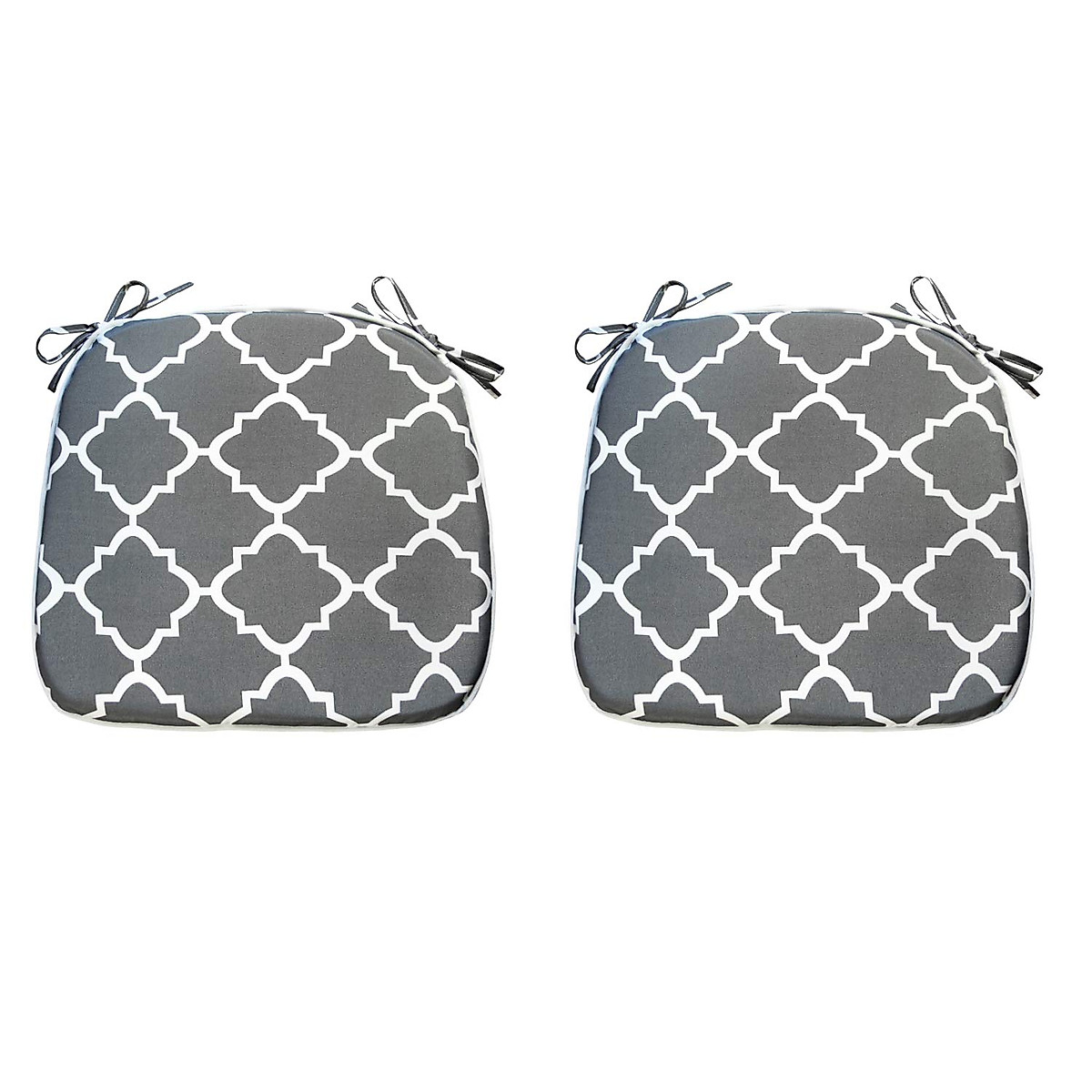 FBTS Prime Outdoor Seat Cushions Set of 2 Patio Chair Cushions with Ties 16x17 Inch Grey Geometry U-Shape Chair Pads for Outdoor Patio Furniture Garden Home Office
