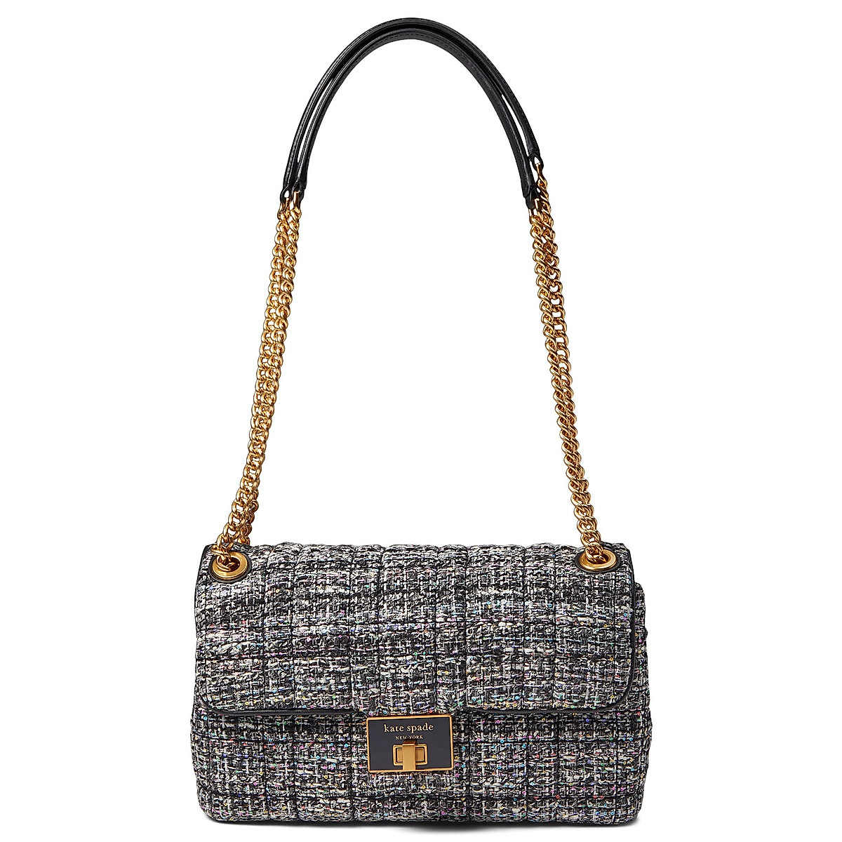 kate spade new york Evelyn Tweed Medium Convertible Shoulder Bag Black Multi One Size