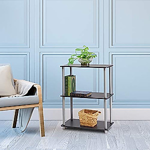 Furinno Turn-N-Tube Display Rack, 3-Tier Single, Black/Grey