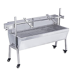 HayWHNKN Rotisserie Grill Roaster 66lbs Stainless Steel BBQ Rotisserie Grill Kit Pig Lamb Goat Chicken Charcoal Spit Roaster Rotisserie Grill for Garden Patio Outdoor Cooking Party (46 inches)