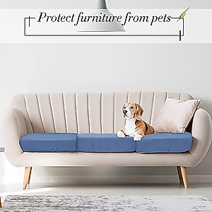 Newwiee 8 Pcs Patio Stretch Sofa Cushion Cover Outdoor Cushion Cover Replacement Couch Slipcover Sofa Seat Cover Flexibility Chair Cushion Cover Furniture Protector (Gray Blue,Waterproof Pure)