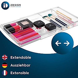iDesign Expandable Vanity Drawer Organizer, The Clarity Collection – 11.25” to 18.5”, Clear