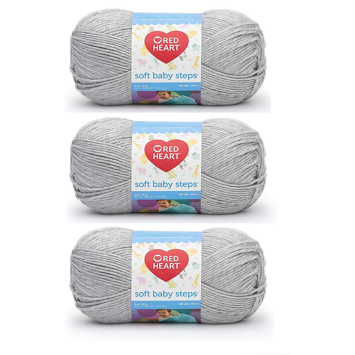 Red Heart E746-9401 Red Heart Soft Baby Steps Yarn - Elephant (pack of 3)