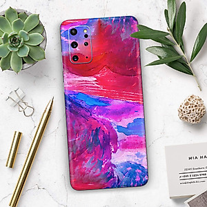 DesignSkinz Splatter Blue and Red Oil Protective Vinyl Decal Wrap Skin Cover Compatible with The Samsung Galaxy S20 (Screen Trim & Back Glass Skin)