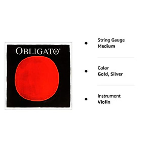 Obligato 4/4 Violin String Set - Medium Gauge - with Gold Ball-end E & Silver D