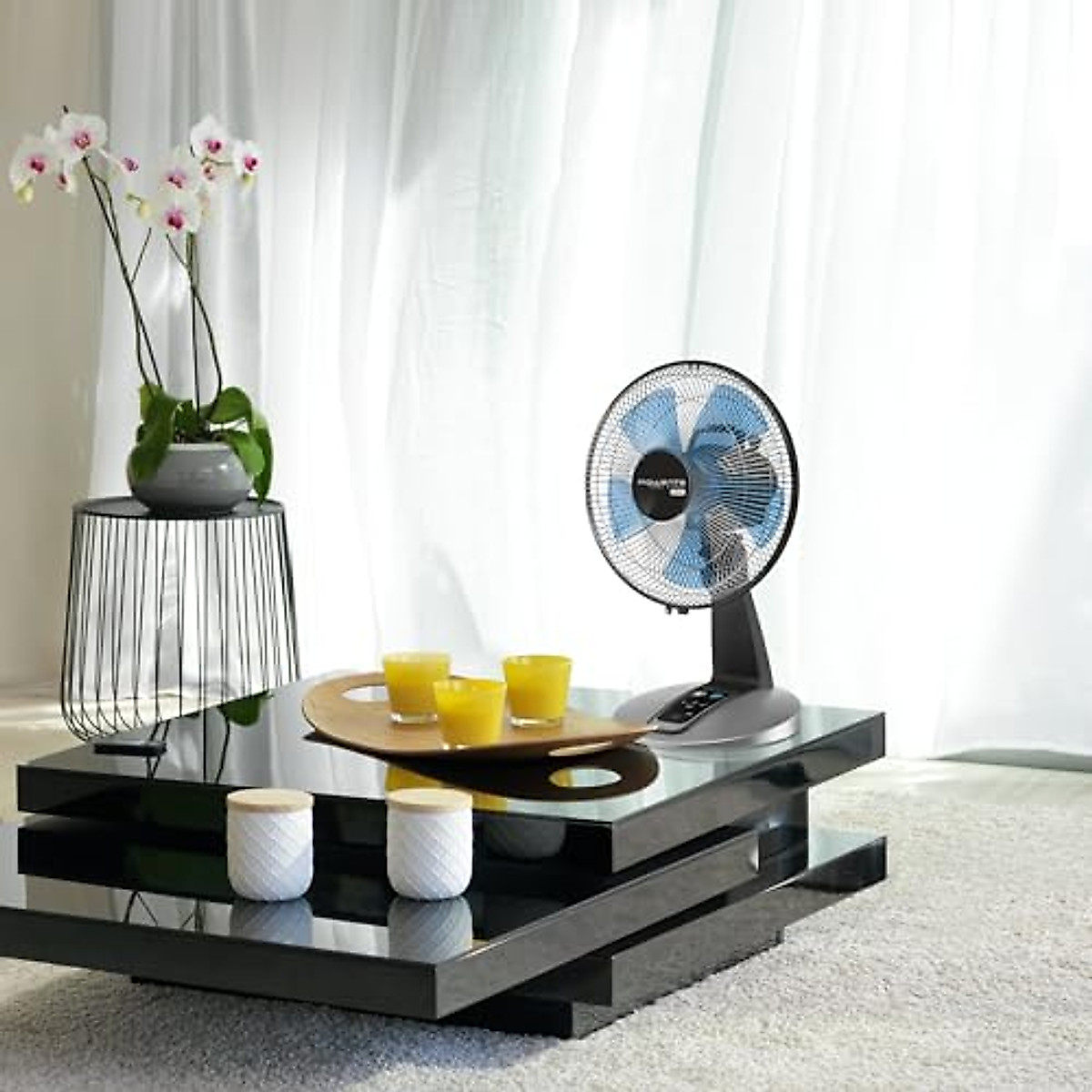 Rowenta, Desk Fan, Turbo Silence Table Fan with Remote, 18 Inches, Ultra Quiet Fan for Bedroom, Oscillating, Portable, 5 Speeds, Black, Indoor, VU2660