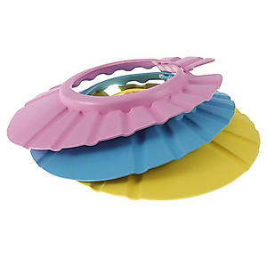 Baost 1Pc Soft Baby Bath Visor Safe Shampoo Shower Bathing Protection Bath Cap Shower Cap Hat Hair Wash Eye Ear Protection Shield Adjustable Visor Hat for Baby, Toddler, Kids Random