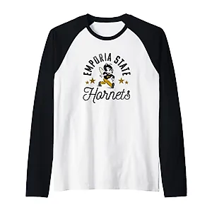 Emporia State University ESU Hornets Logo Raglan Baseball Tee