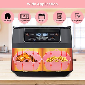 Air Fryer Silicone Pots, 2 Packs Food Grade Reusable Heat Resistant Easy Cleaning Silicone Air Fryer Liner Basket Bowl Accessories for Ninja Foodi Dual DZ201 DZ401 DZ550 8 QT 10 QT Air Fryer