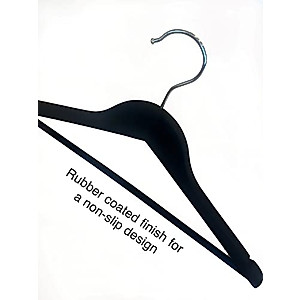 Isla Home High-Grade, Luxury Rubber Coated Hangers Non-Slip, Black, Ideal for Everyday Standard Use, 20-Pack, 17.5 X 0.5 X 9.6