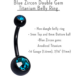 Body Candy 14G Belly Button Ring Surgical Stainless Steel Round Navel Barbell Stud Body Piercing (1PC-Black)