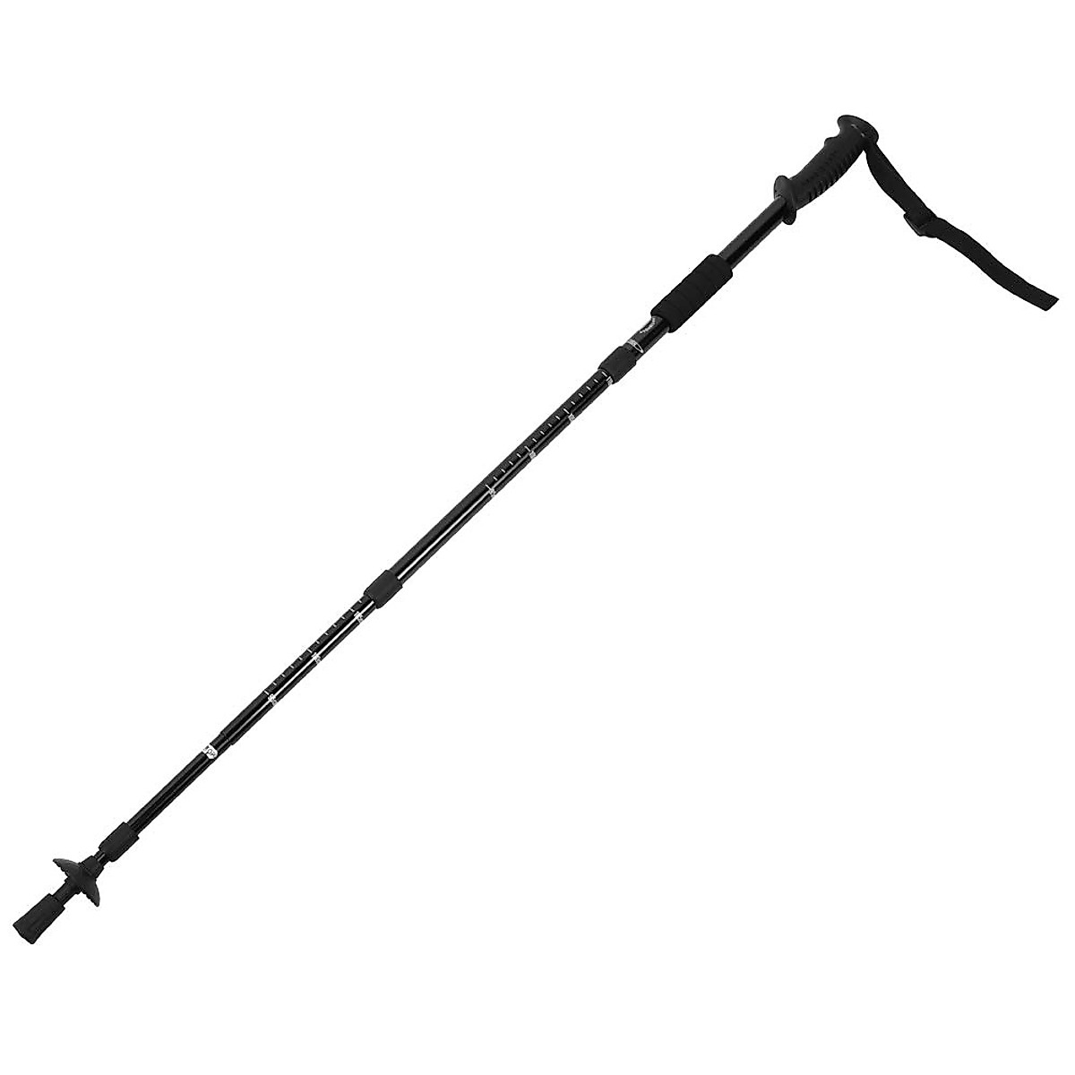Walking Treking Pole for Outdoors Aluminium Alloy 4-Sections Walking Stick Alpenstock Suspension Straight Handle Trekking Pole (Black)