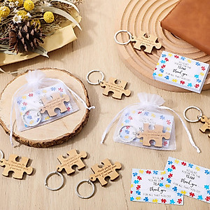 Resurhang Employee Appreciation Gifts Wooden Puzzle Keychain Staff Greeting Cards Thank You Team Building Gifts for Coworkers(50 Set)