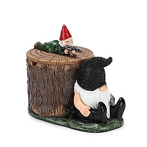 MOOTKA Gnome Gun Ashtray, Smoking Ash Tray with Lid, Ashtrays for Cigarettes as Handmade Home Decor Outdoor Use, Cool Resin Windproof Ashtrays Ash Tray Sets in Office Bar Hotel