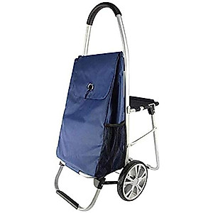 Shopping Trolley on Wheels Multi Function Shopping Cart with Seat Folding Collapsible Trolley Portable Non-Slip Handle Bearing Gravity Enhanced Storage Hand Trucks,Red,60 * 100Cm ,Sho