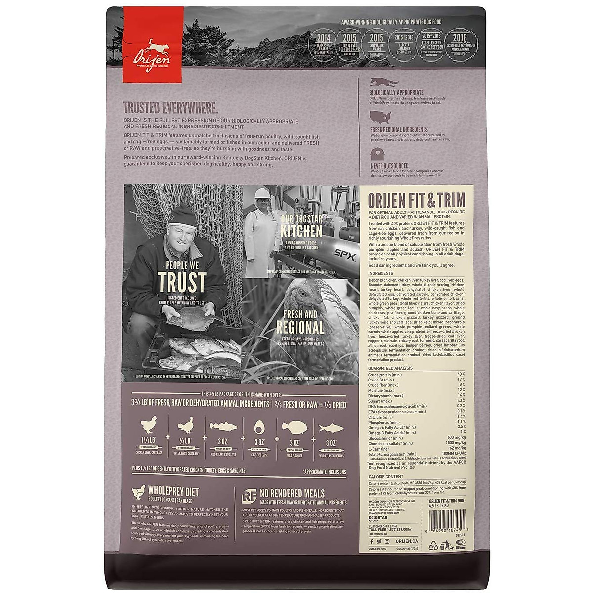 Orijen 2 Pack of Fit & Trim Dog Food, 4.5 Pounds Each, Grain-Free Kibble Made in The USA