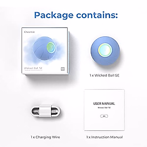 Cheerble Intelligent Toy Ball with [3 Interactive Modes], LED Lights, Wicked Ball SE, Made of Natural Rubber, Active Rolling Ball for Dog/Puppy/Small/Medium Dogs and Cats, DC Rechargeable