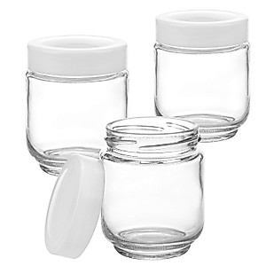 Hedume 12 Pack 6oz Clear Glass Jars with White Lids for Spices, Party Favors, Jams etc.