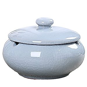 Wotermly 1 Pack Ceramic Ashtray with Lid, Weed Cigarette Ashtrays for Patio or Indoor Outdoor, Oriental Aesthetics Ash Holder for Smokers,Desktop Smoking Ash Tray for Home Office Decoration (1Grey)