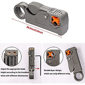 Taiss Coax Cable Crimper Tool Kit,Coaxial Cable Stripper,coax cable crimper,with 20 PCS F Style RG6 Compression connectors,RG6 Coaxial Cable Compression Tool Kit