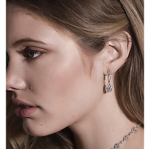 A+O Bridesmaid Gift, Teardrop Cubic Zirconia Crystal Earrings in Silver