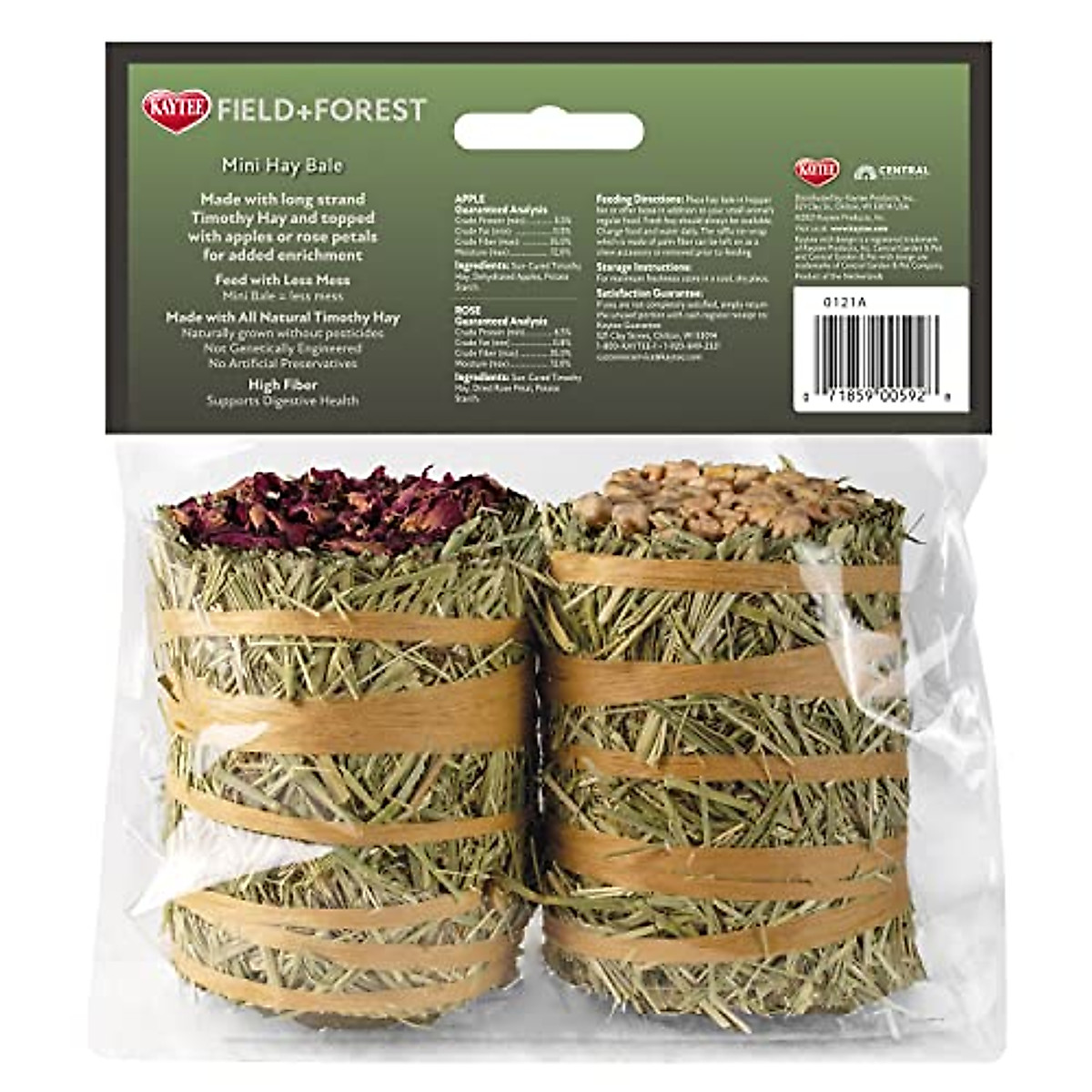 Kaytee Field+Forest Mini Hay Bales Apple and Rose 2 Pack 7 Ounces