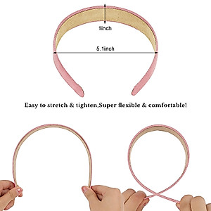 Wecoe 10pcs Suede Like Headbands Women 1 Inch Wide Headbands Red White Black Pink Purple Blue Green Headband Non Slip Fashion Hair Bands Costume Hair Accessories Women Girls Diademas Para Mujer