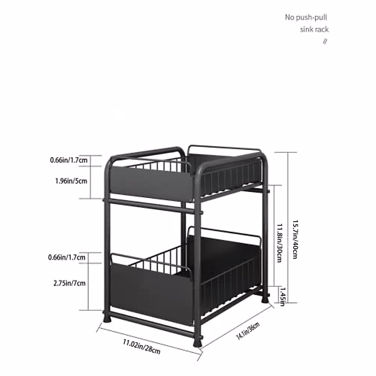 Pull-out Cabinet Organizer Under Sink Cabinet Organizer， with Sliding Storage Drawer, Large Size, Iron material