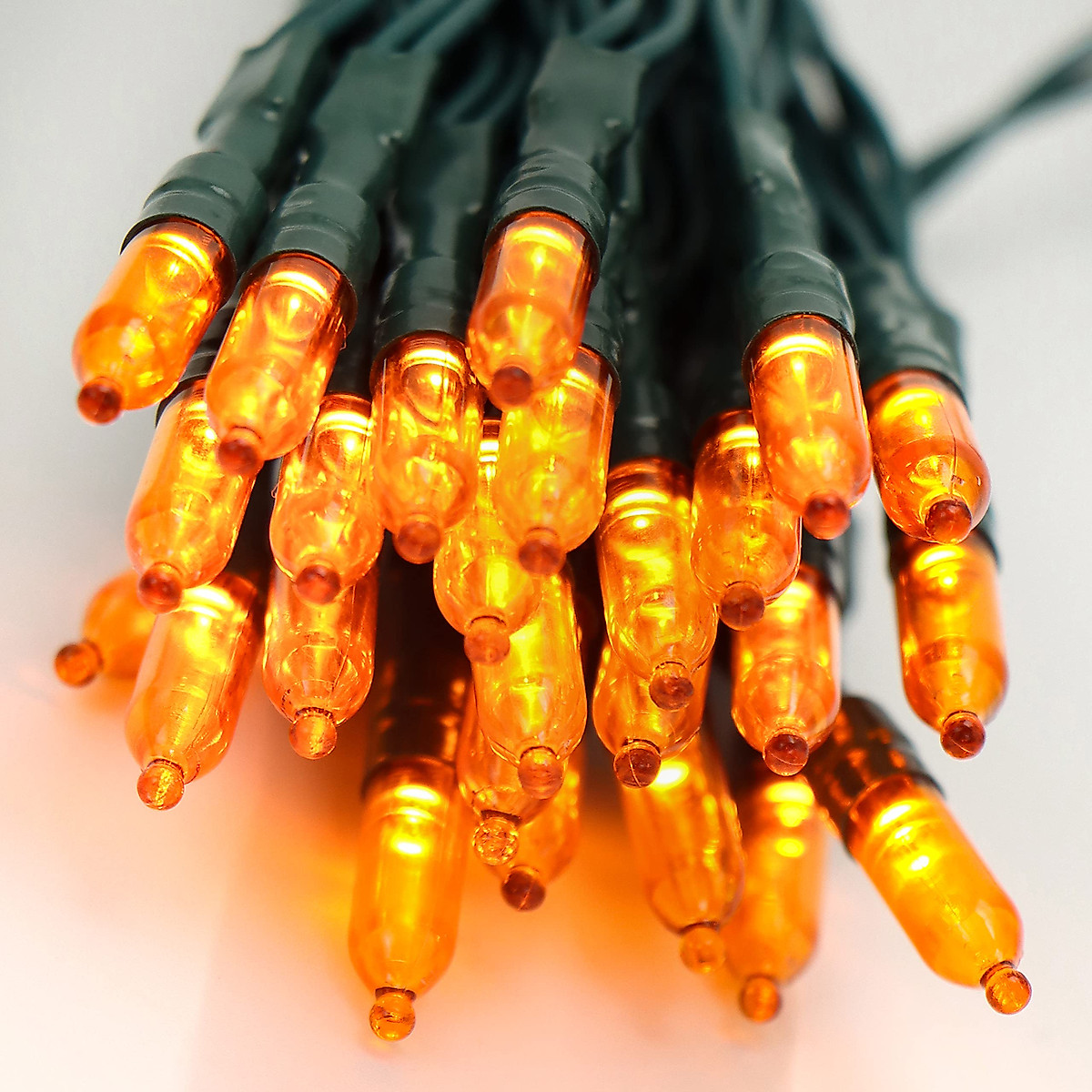 JOIEDOMI 100 (2x50) LED Halloween String Lights 32.6FT (2x16.3) Green Wire for Indoor Outdoor Holiday Décor Halloween Event Decoration, Tree, Eaves, Haunted House Theme Party (Orange)