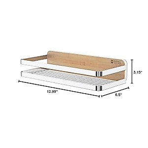 ROYAL CRAFT WOOD Bathroom Shower Caddy Organizer & Bath Product Holder for Wall - Self Adhesive Over The Toilet Storage Shower Shelves for Inside Shower - Shower Storage Suction Rack (2-Pack)