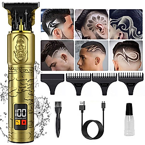 Keasen Professional Hair Trimmer, Hair Clippers for Men Zero Gapped T-Blade Trimmer Cordless Rechargeable Edgers Clippers Baldheaded Zero Gapped Trimmers Grooming Kit IPX5 Waterproof Rechargeable