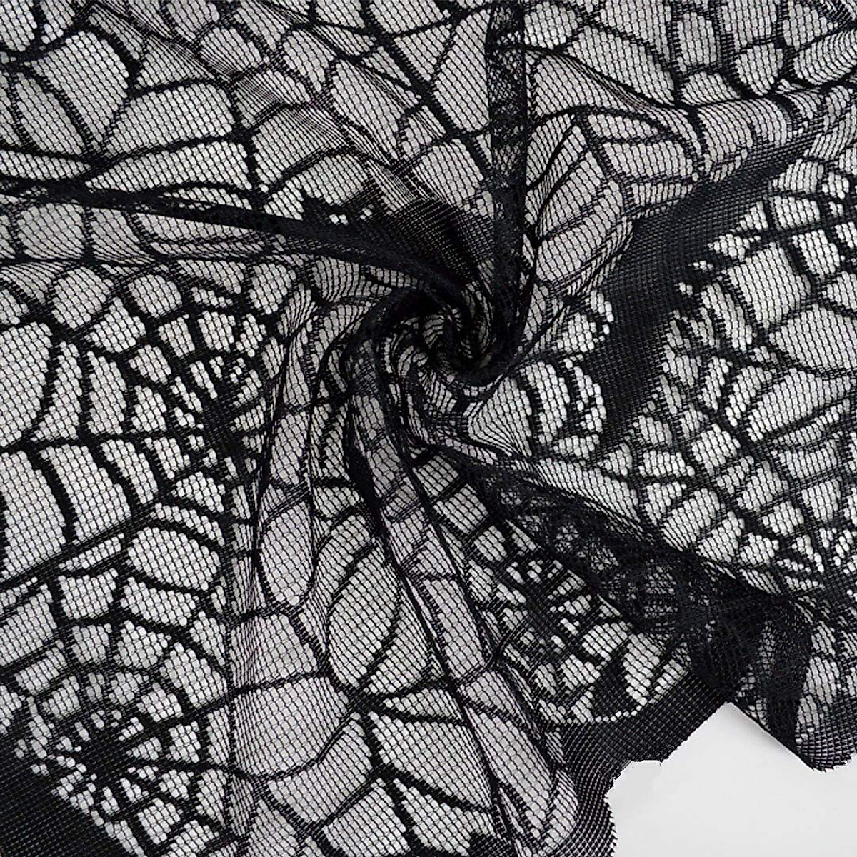 ibohr Halloween Tablecloth with Spiderweb & Bat Design Lace Rectangular Festival Table Cover Halloween Table Decorations for Parties & Gatherings, 100% Polyester, 60 X 84 Inch