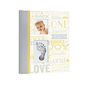 Little Blossoms Vintage Five Year Memory Book with Ink Pad, Babyprints Handprint and Footprint Making Kit, Newborn Milestone Journal, Gift For New And Expecting Parents
