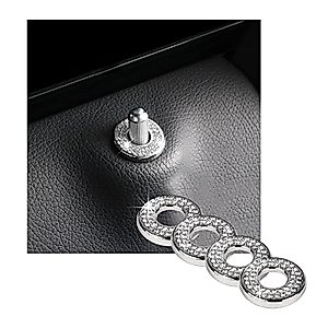 Ziciner Bling Inner Car Door Lock Covers, 4 Pcs Rhinestones Auto Pull Rod Bolt Decoration Stickers, Sparkly Vehicle Door Lock Decals, Compatible with C Class C200L GLC260 C260L (White)