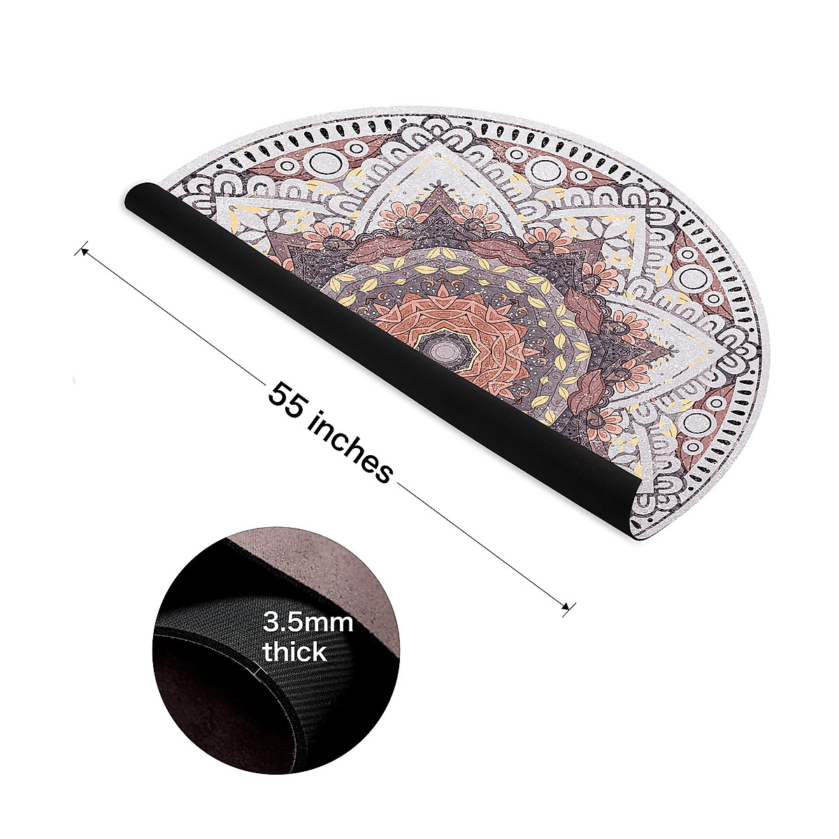 Knsbk Large Round Yoga Mat 4.6’ x 3.5mm for Exercise Premium Extra Thick, Ultra Comfortable, Non Slip, Meditation Mat