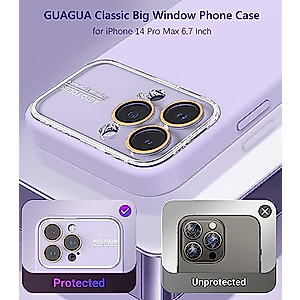 GUAGUA for iPhone 14 Pro Max Case, Silicone Phone Case for iPhone 14 Pro Max, [Full Camera Len Protector] Scratch Resistant Shockproof Protective Phone Case for iPhone 14 Pro Max 6.7'', Lilac Purple