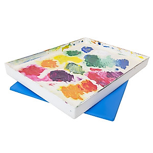 Masterson Artist Palette Seal, 12in x 16in Airtight Palette Container, Keeps Wet Paint Fresh for Weeks, Oil or Acrylic Painting Palette with Lid, Seal, Blue Lid Box, Made in USA