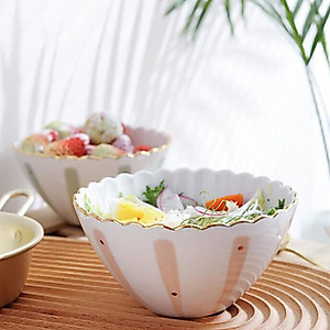FRCOLOR Ceramic Fruit Bowl Porcelain Dessert Plate Bowl Flower Shaped Bowl Salad Bowl Dish Plate Kitchen Gadgets Pink