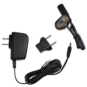 HQRP 9V Battery Snap Connector and AC Adapter Compatible with 9-Volt/Radio/Square / 6LR61 / 7.2H5 / 6KR61 / 6HR61 / PP3 / MN1604 Clip Holder Cable Power Supply Cord [UL Listed] + Euro Plug Adapter