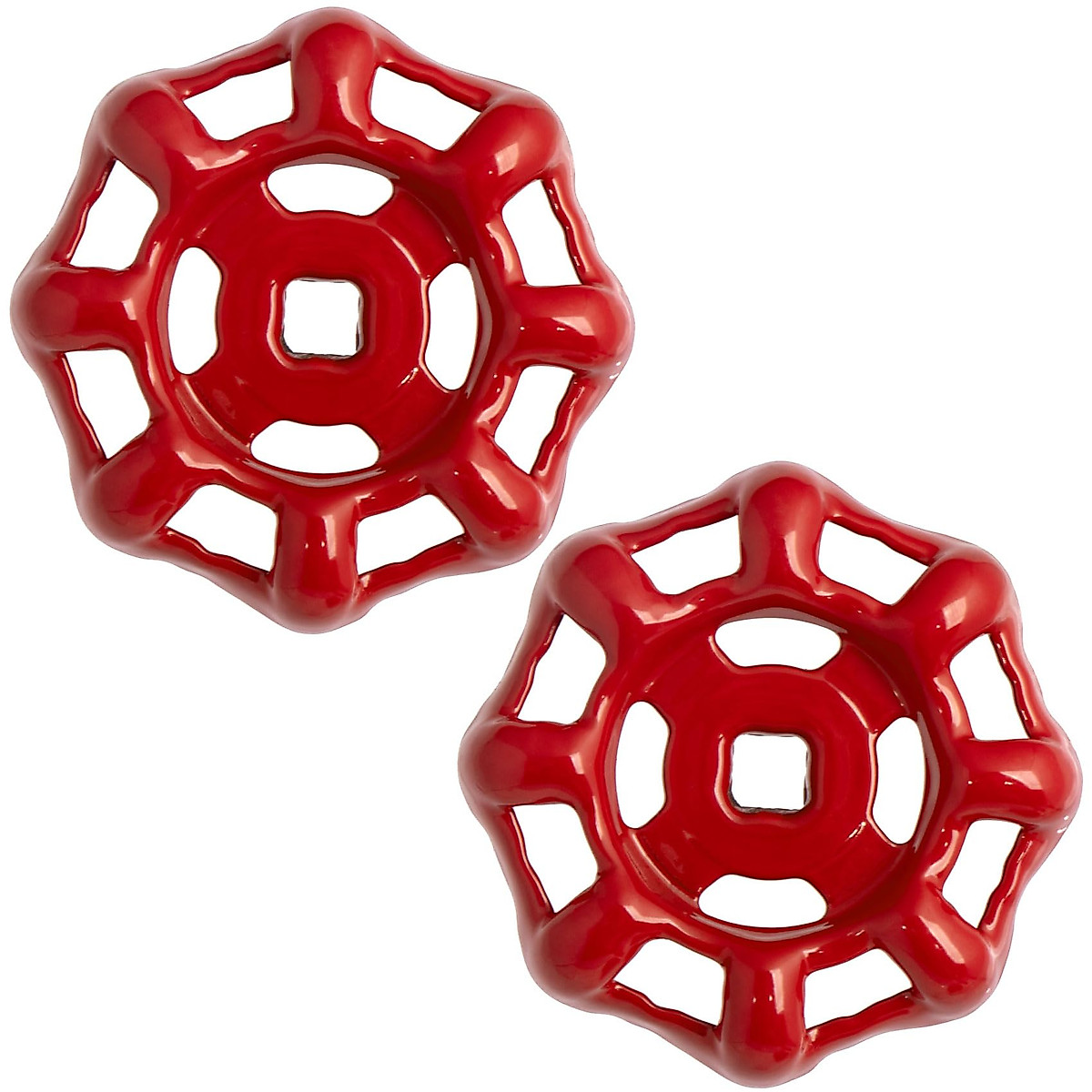 Pndeyo 2pcs Outdoor Faucet Handle Hose Bib Handle, Water Spigot Handle Round Wheel Outside Water Valve Faucet Handle Replacement Parts-Red