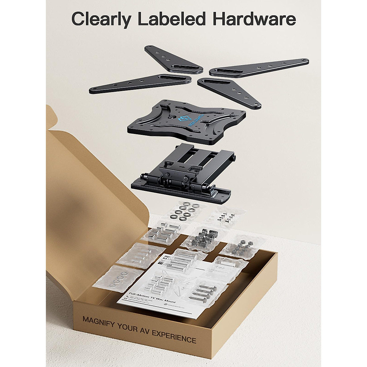 PERLESMITH Full Motion TV Wall Mount for 26-55 Inch TVs with Articulating Arms Swivels Tilt Extension - Wall Mount TV Brackets VESA 400x400 Fits LED LCD OLED 4K TVs Up to 70 lbs